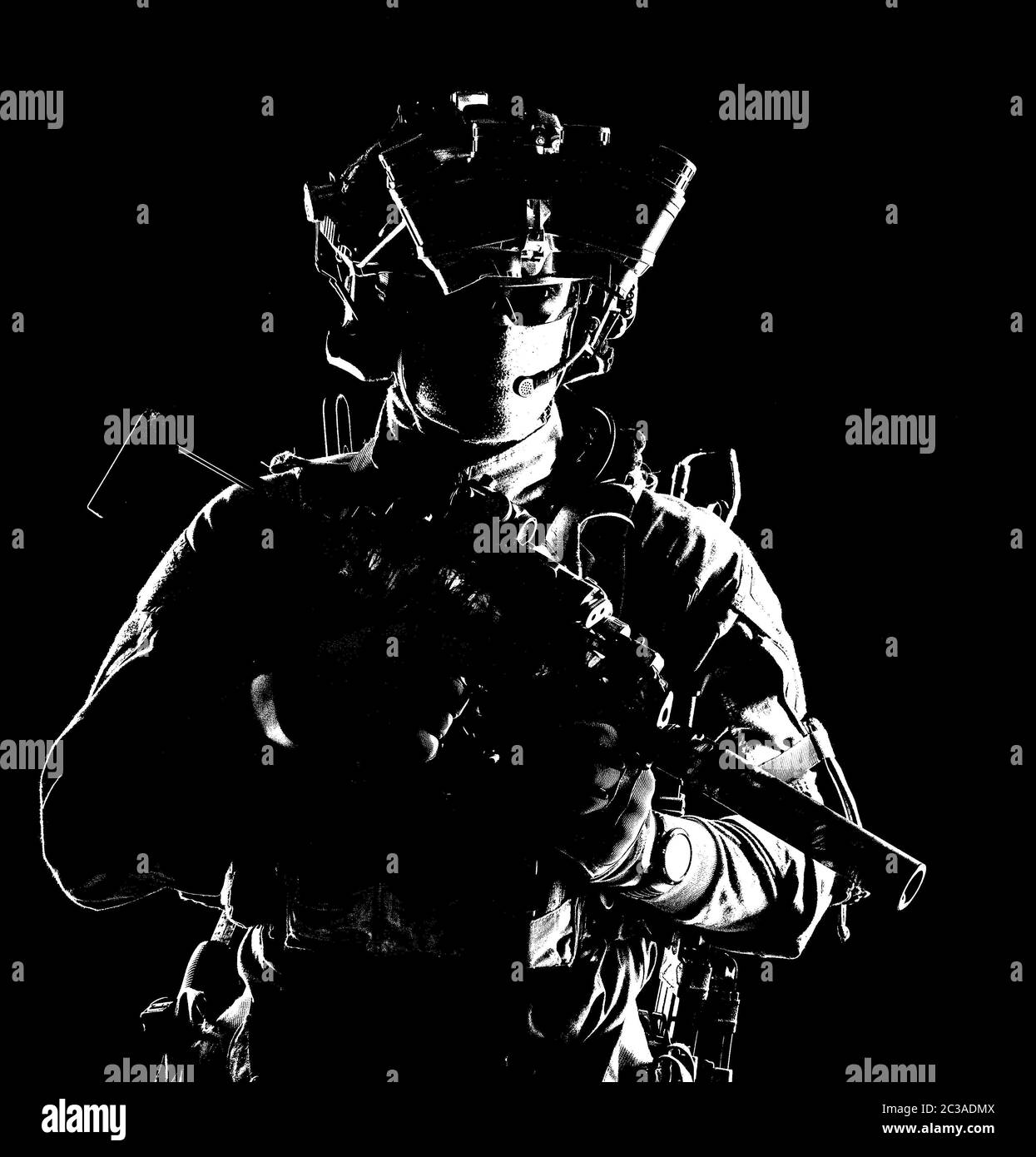 Modern infantry soldier, special operations forces tactical group ...