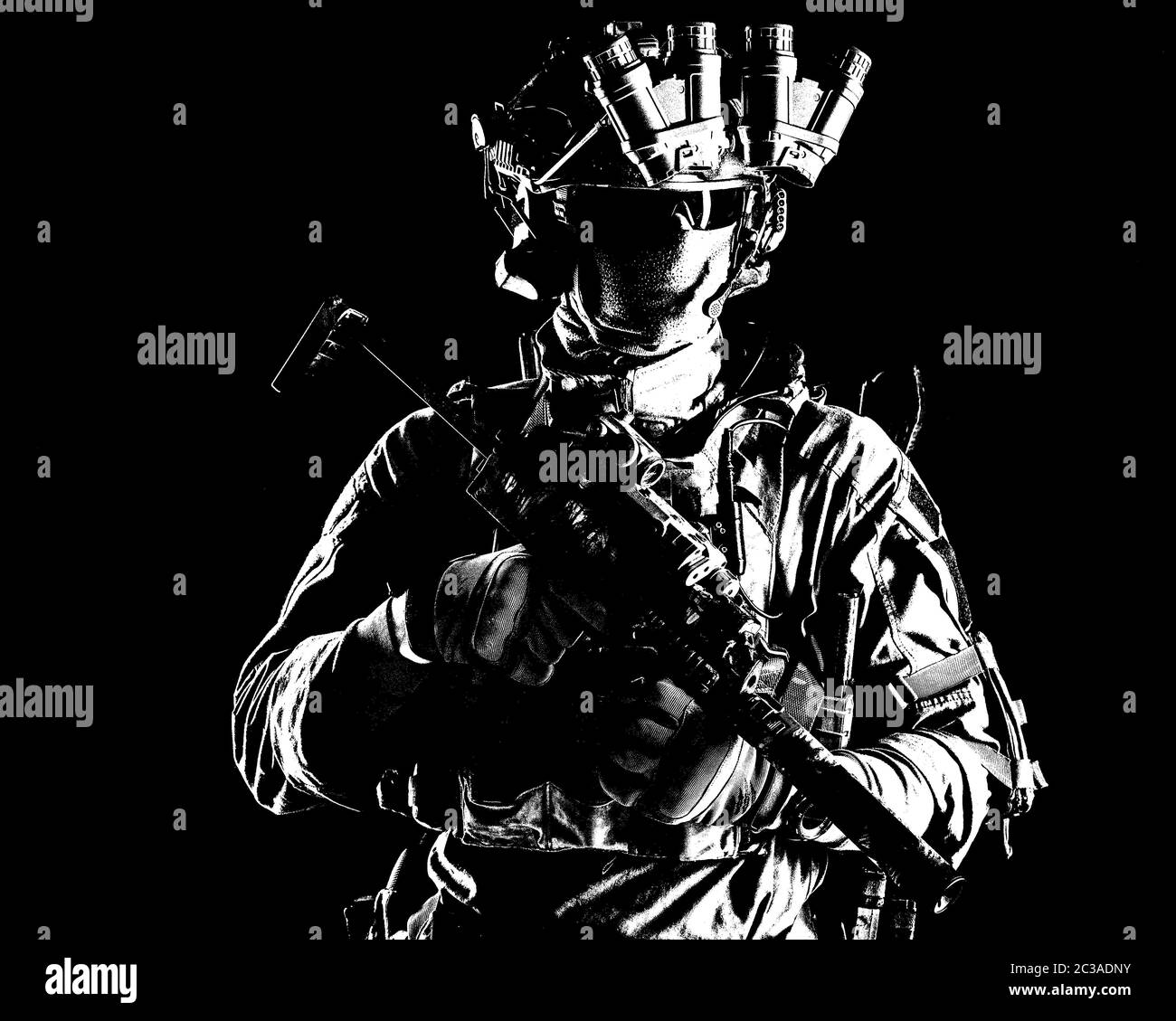 Modern infantry soldier, special operations forces tactical group ...