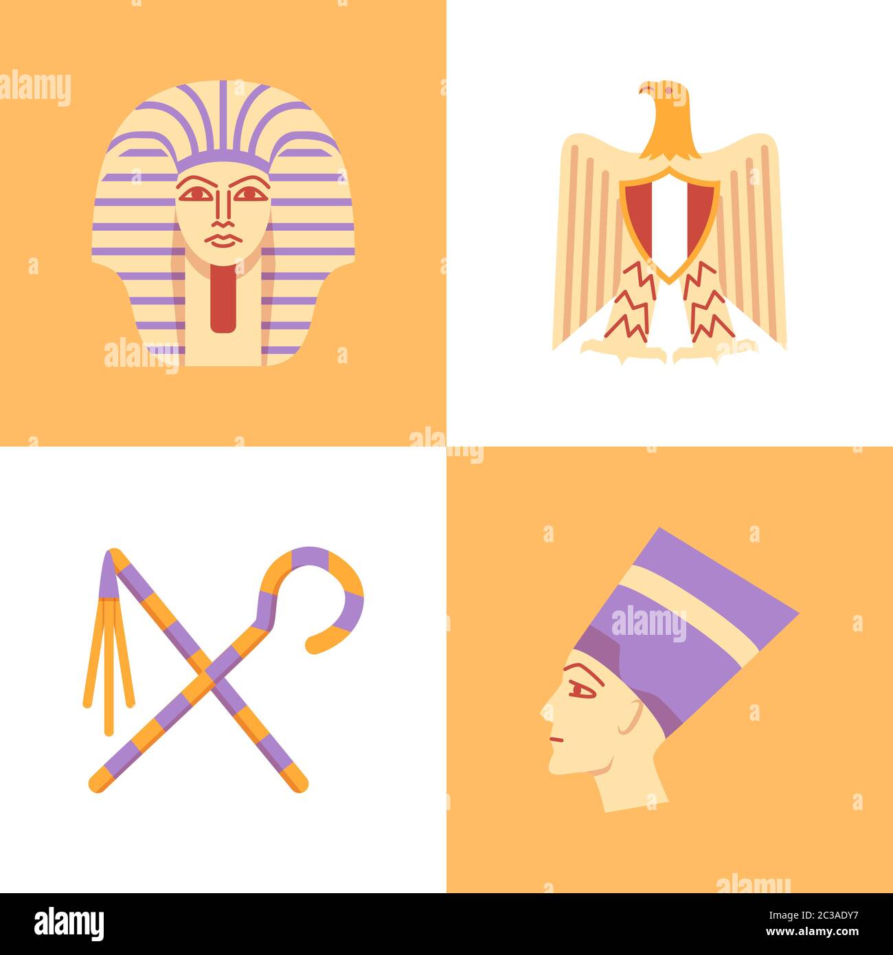 Egypt icon set in flat style. National symbols collection - pharaoh ...