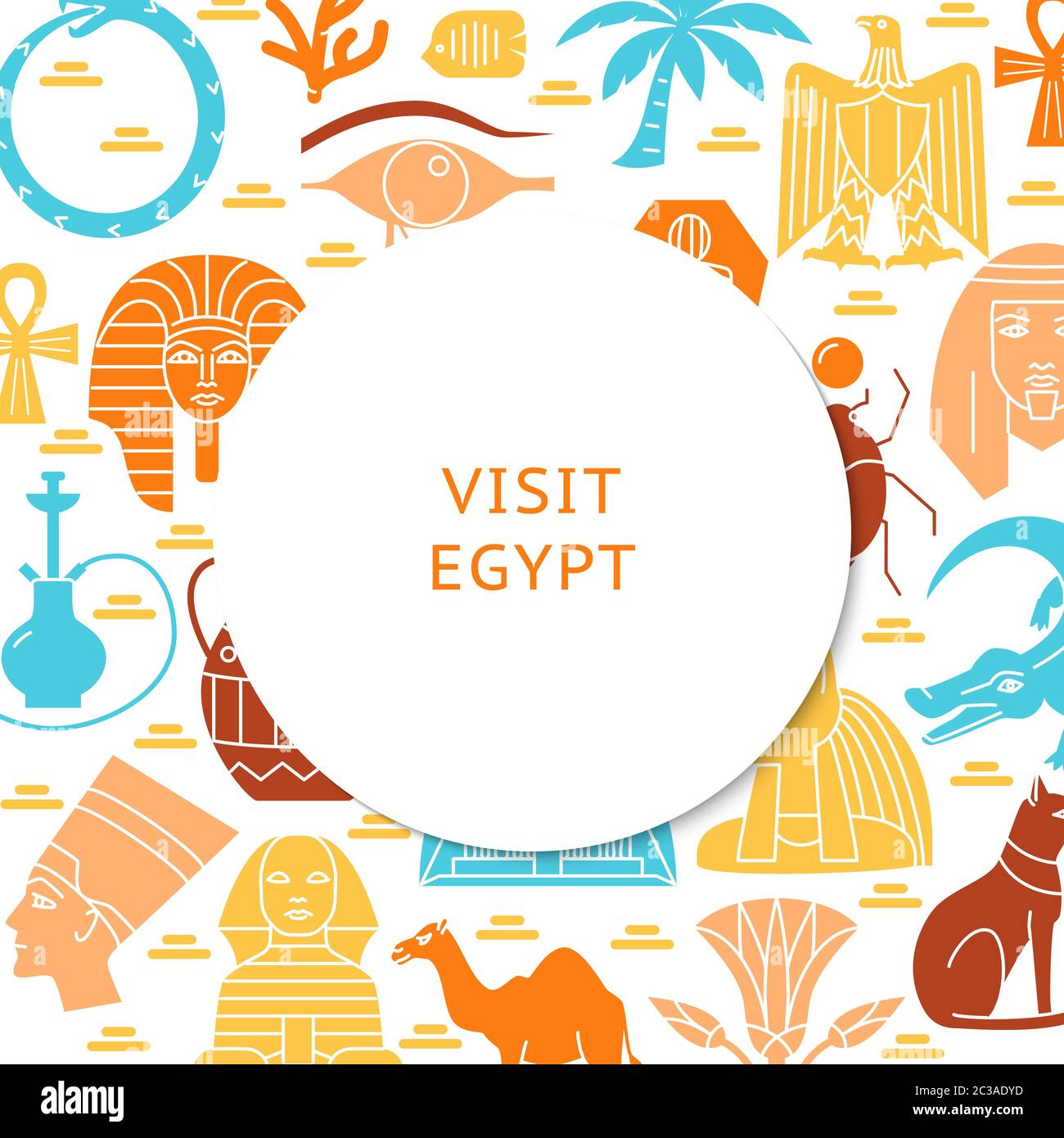 Visit Egypt concept background in flat style. Banner with national ...
