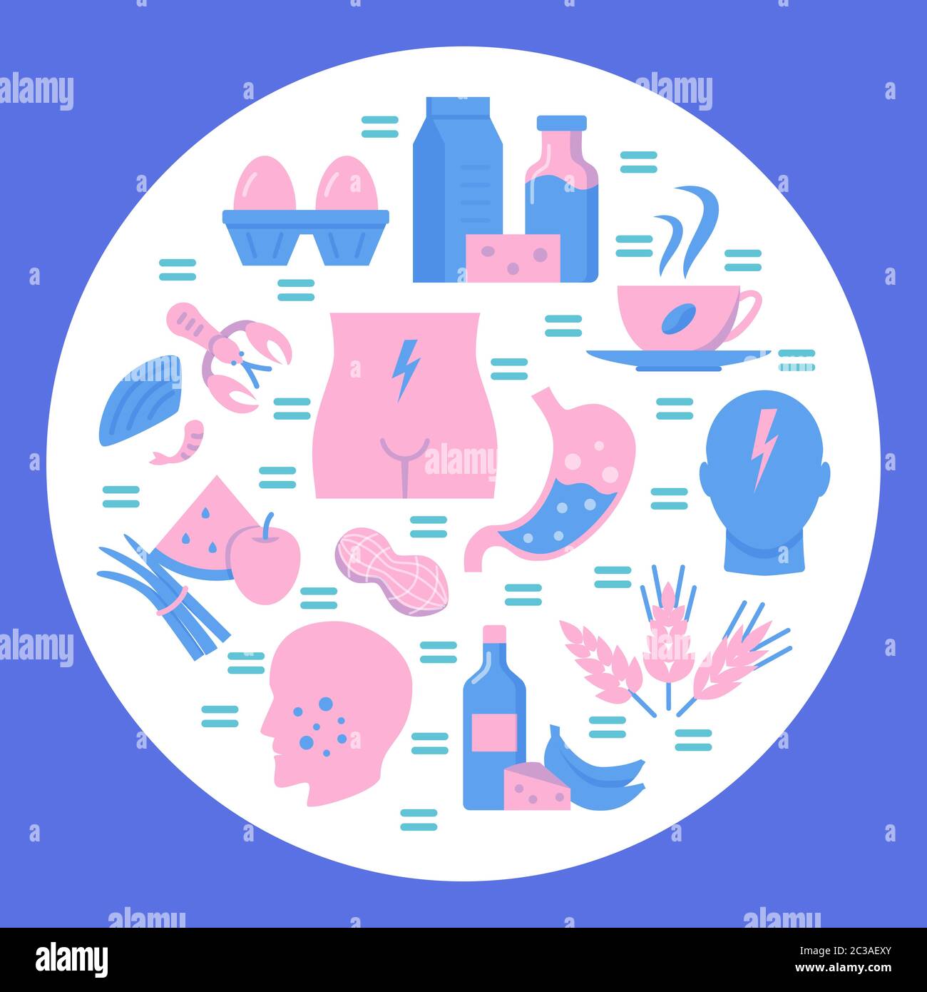 Food sensitivity round concept poster template in flat style. Banner ...