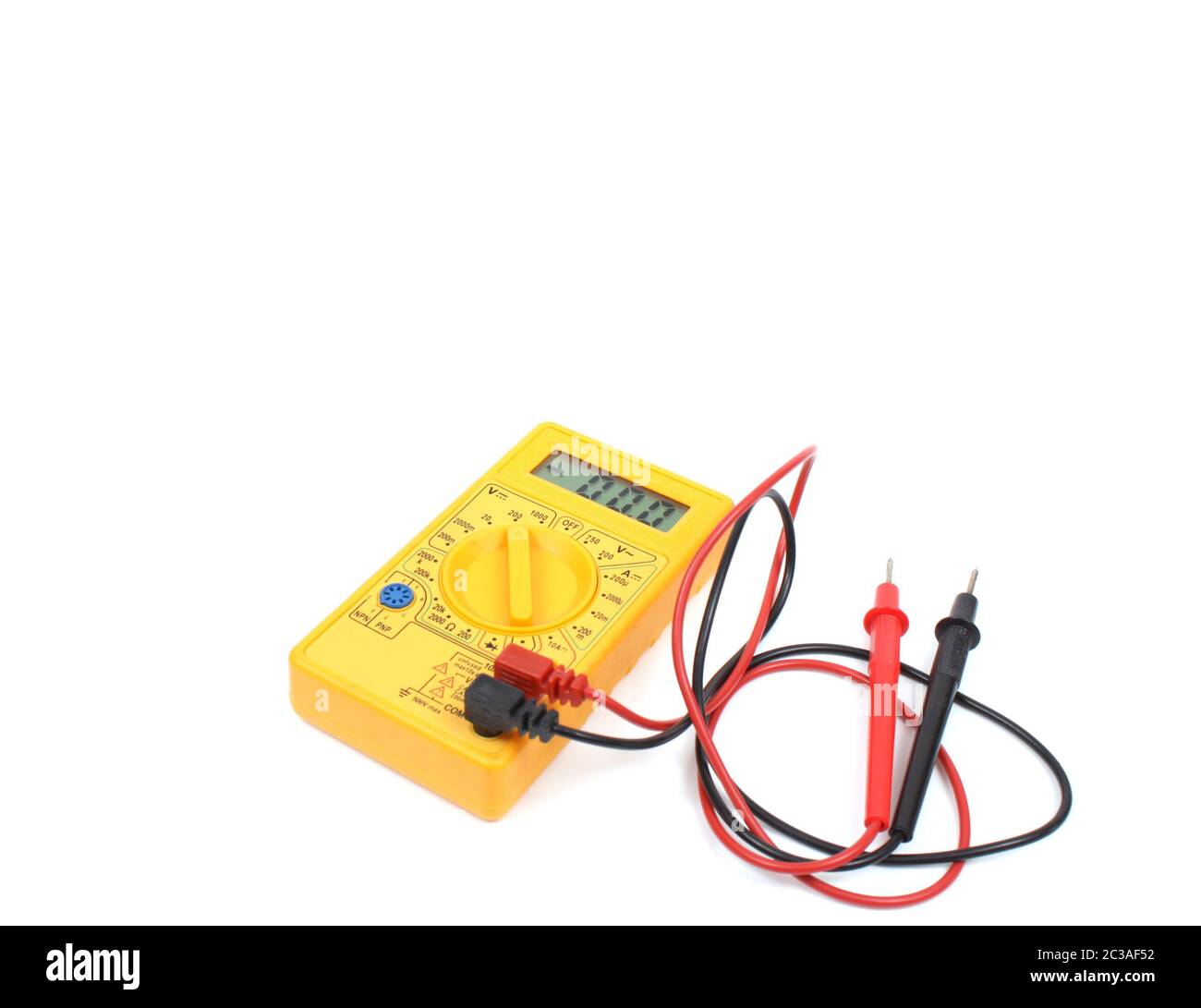 Yellow digital multimeter over white Stock Photo - Alamy