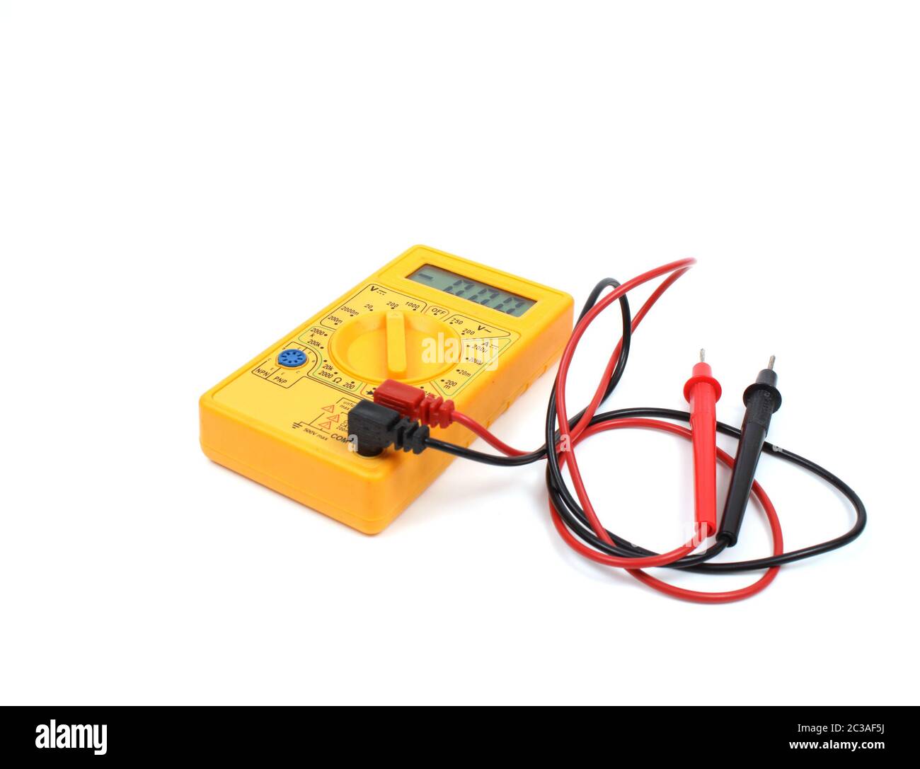 Yellow digital multimeter over white Stock Photo - Alamy