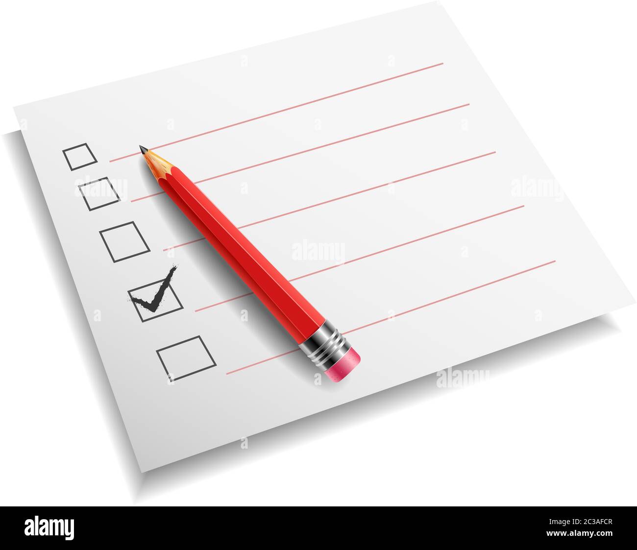 Illustration checklist with pencil on white background Stock Photo - Alamy