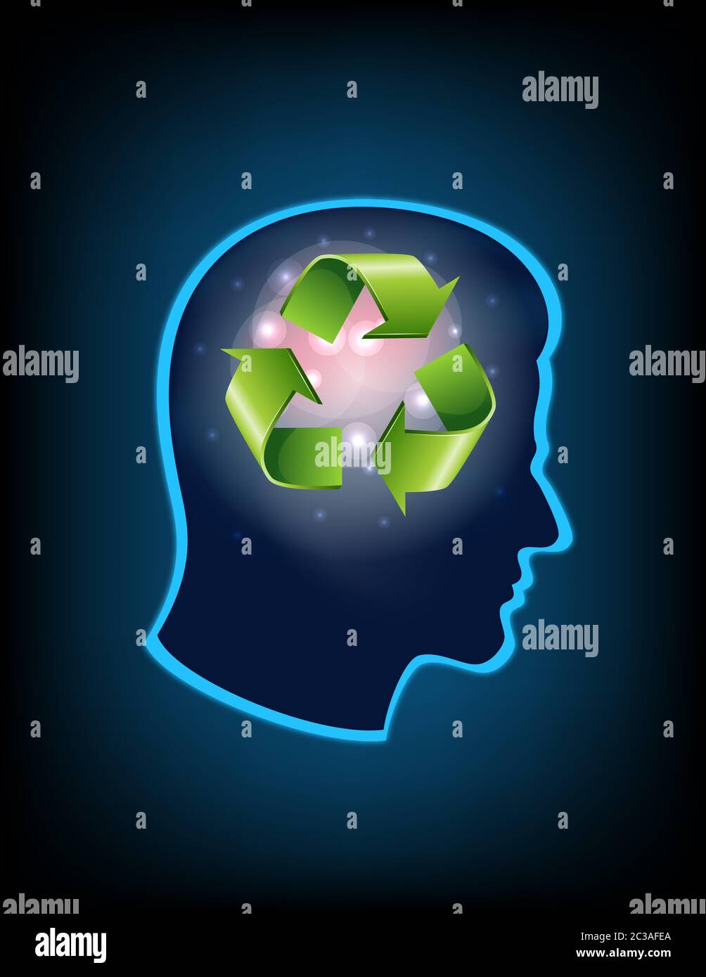 Green recycle head illustration hi-res stock photography and images - Alamy