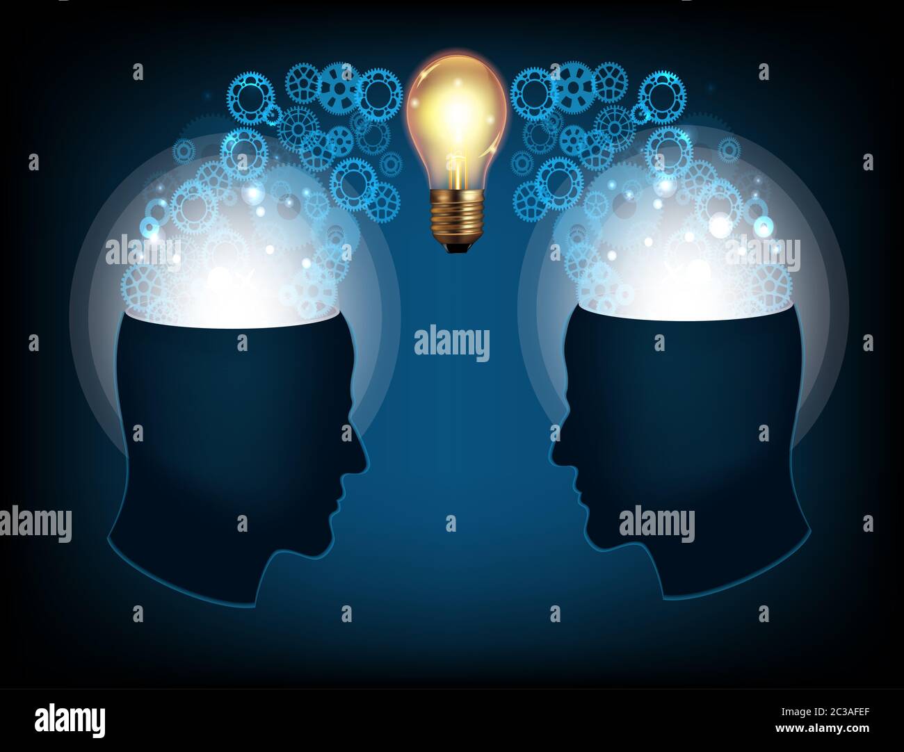 two heads of the human mind, consciousness, imagination, science, light ...