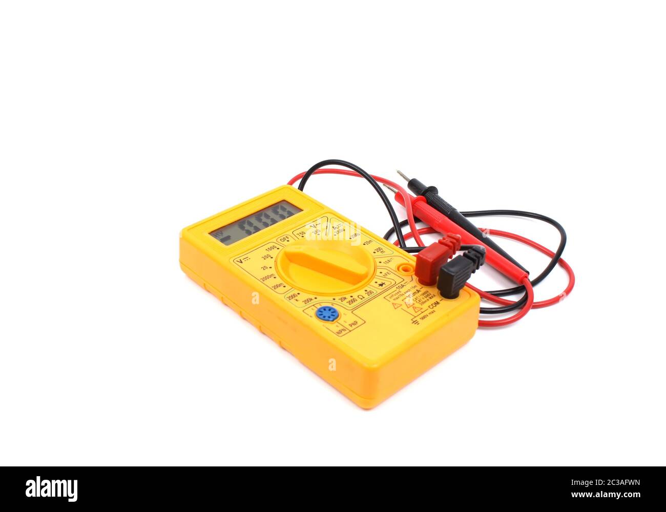 Yellow digital multimeter over white Stock Photo - Alamy