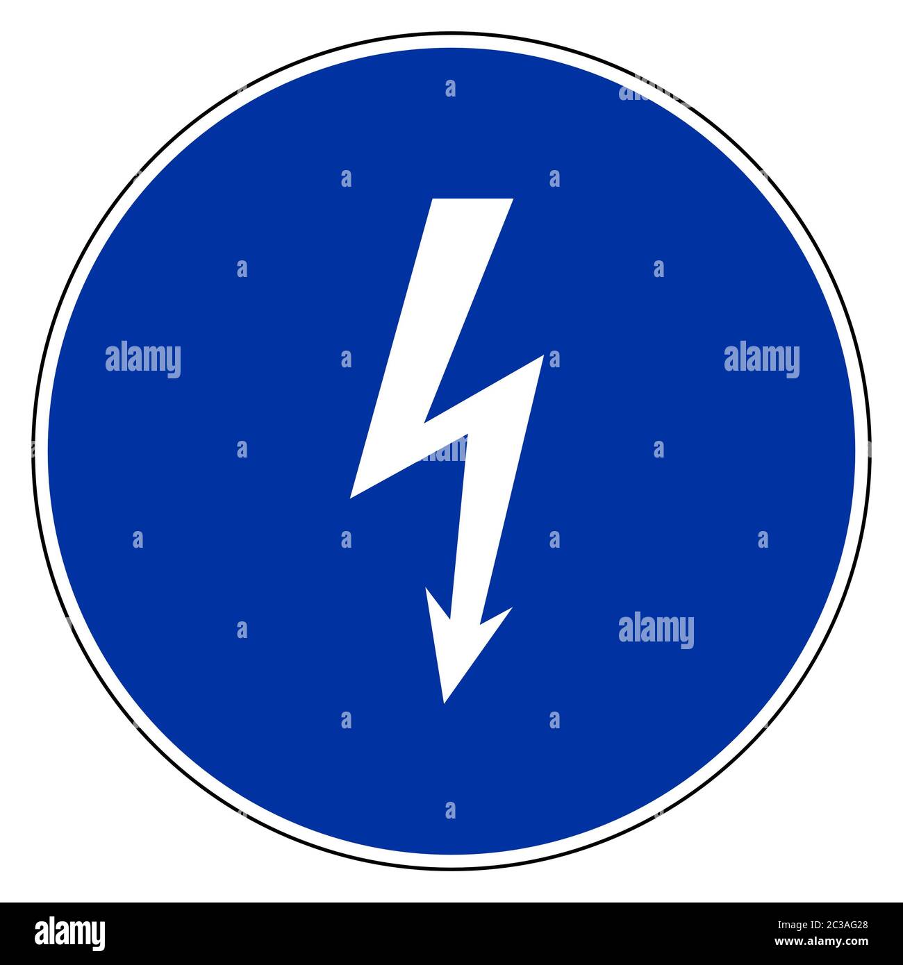 Lightning and blue sign Stock Photo - Alamy