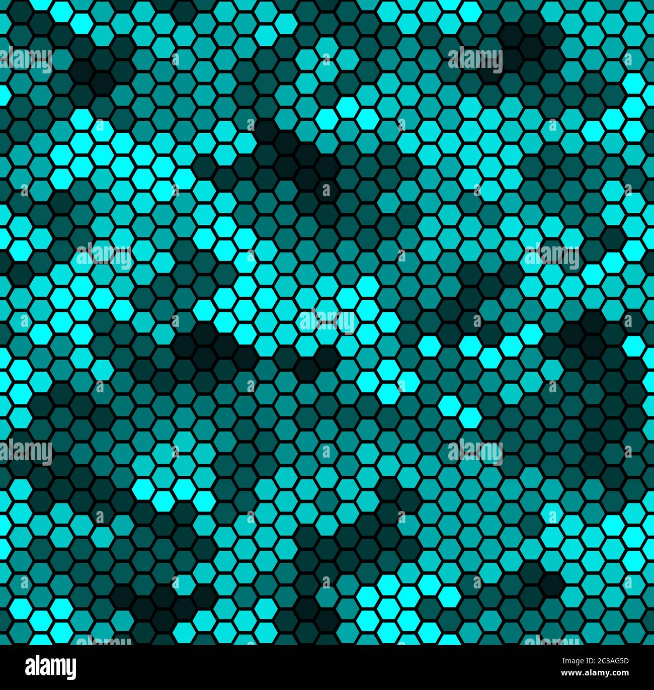 Monochrome seamless honey pattern with halftone hex cells in linear ...