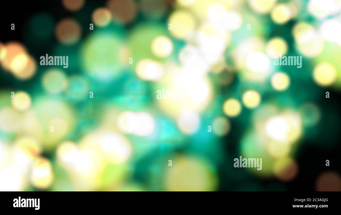 3d illustration, Light green and yellow circles with blurry, blurry ...