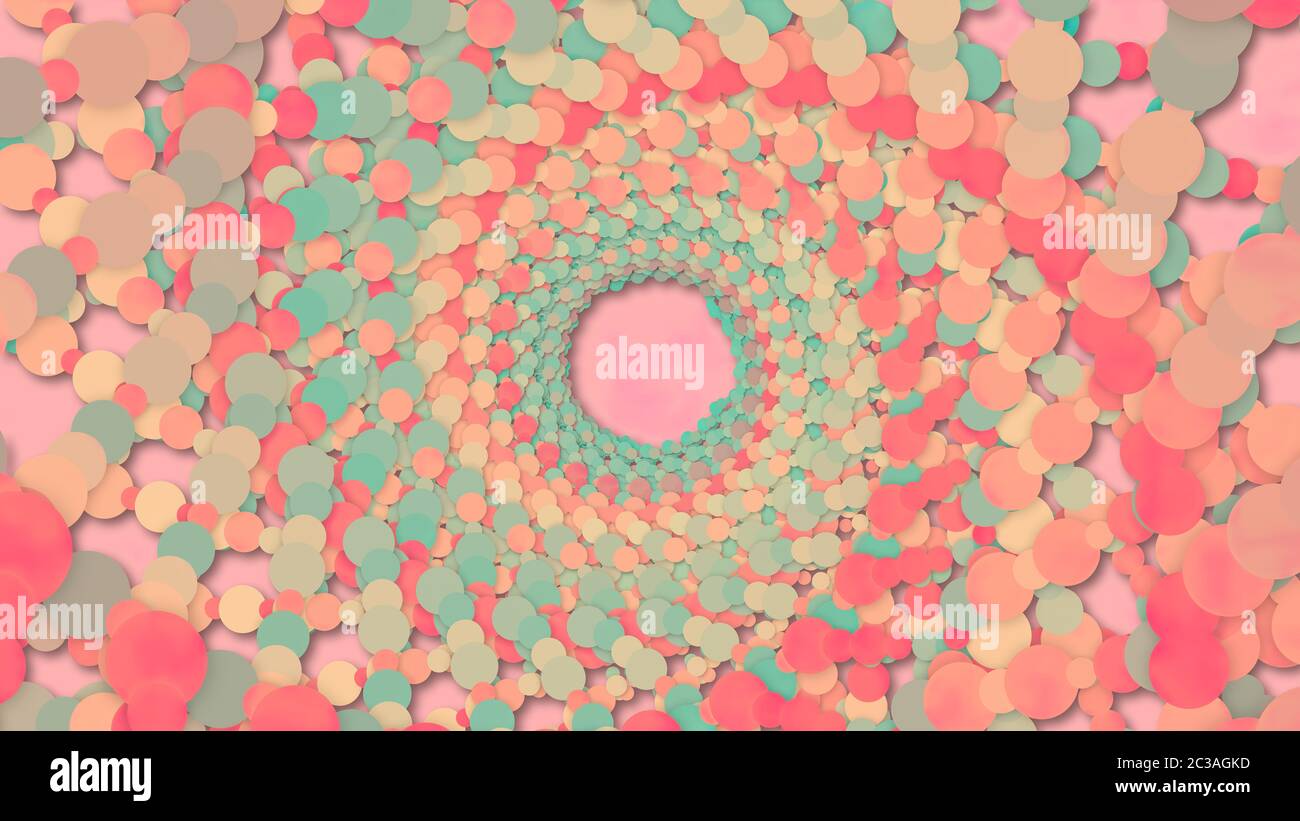 3d Illustration, Big Pastel Colors dots lined up in lines It was put ...