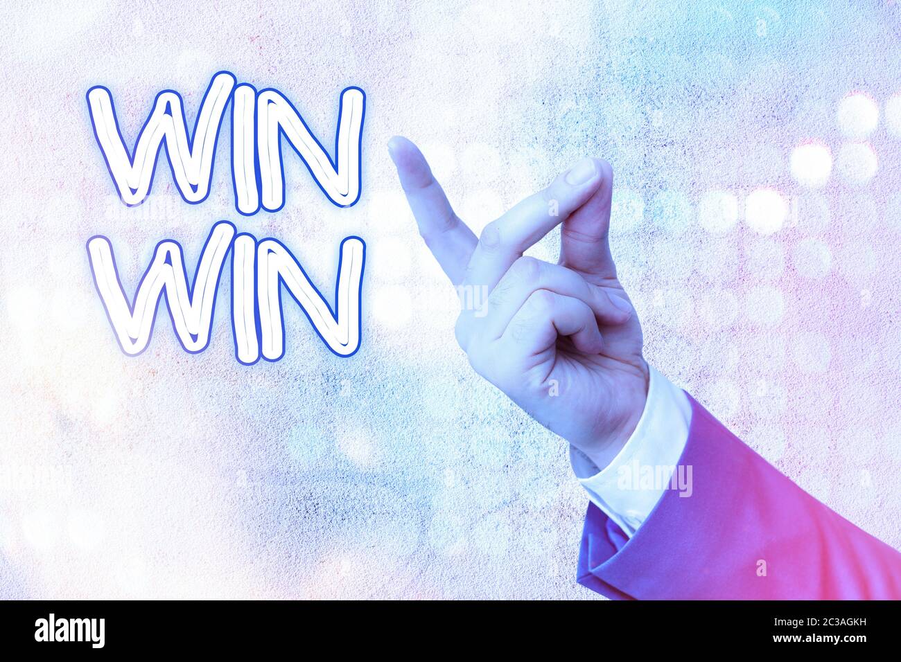 Writing note showing Win Win. Business concept for balanced situation ...