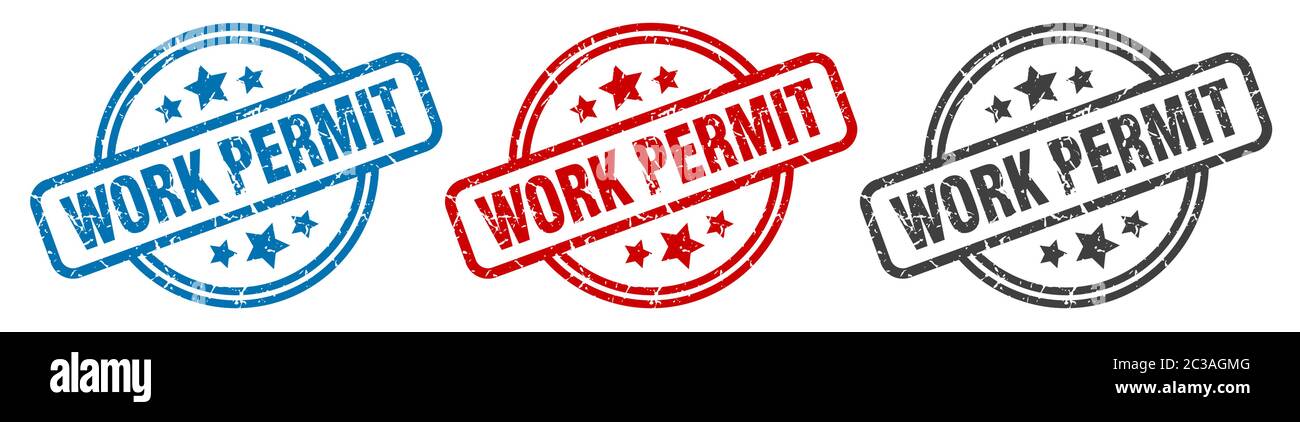 work permit stamp. work permit round isolated sign. work permit label ...
