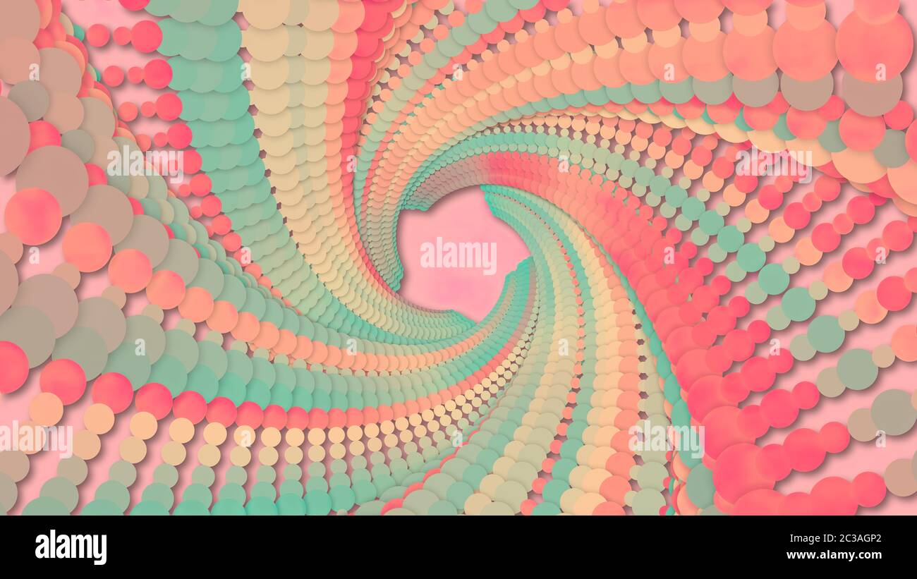3d Illustration, Big Pastel Colors dots lined up in lines It was put ...