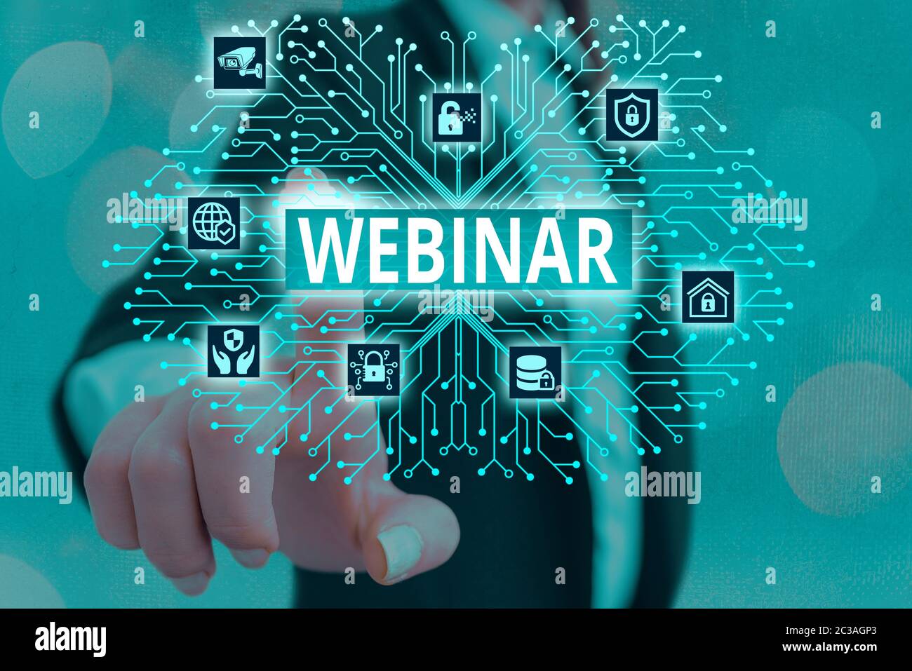 Writing note showing Webinar. Business concept for engaging online ...