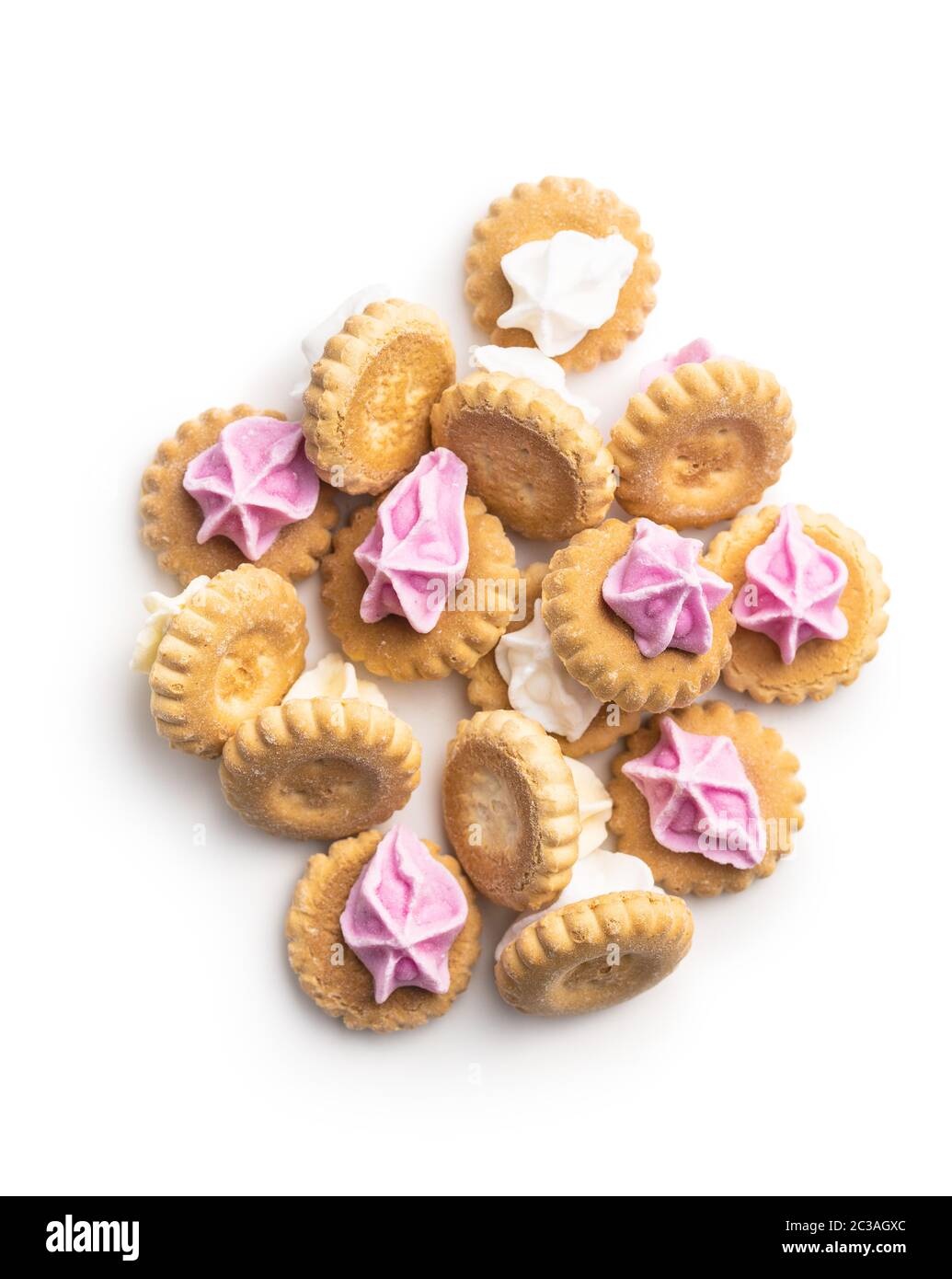 Sweet mini dessert cookies isolated on white background Stock Photo - Alamy