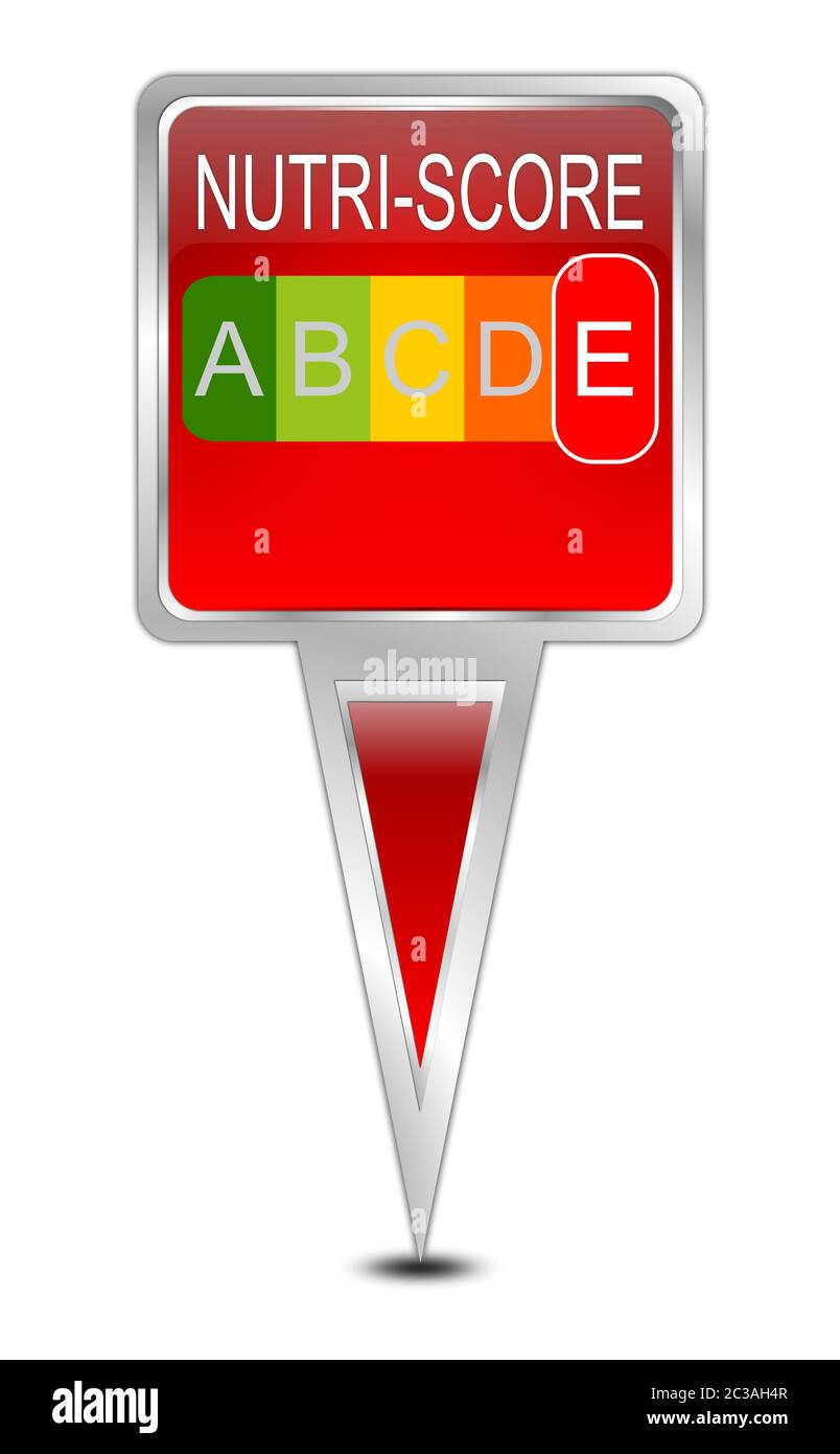 red pointer stick Nutri-Score Label E, 5-colour Nutrition Label â ...
