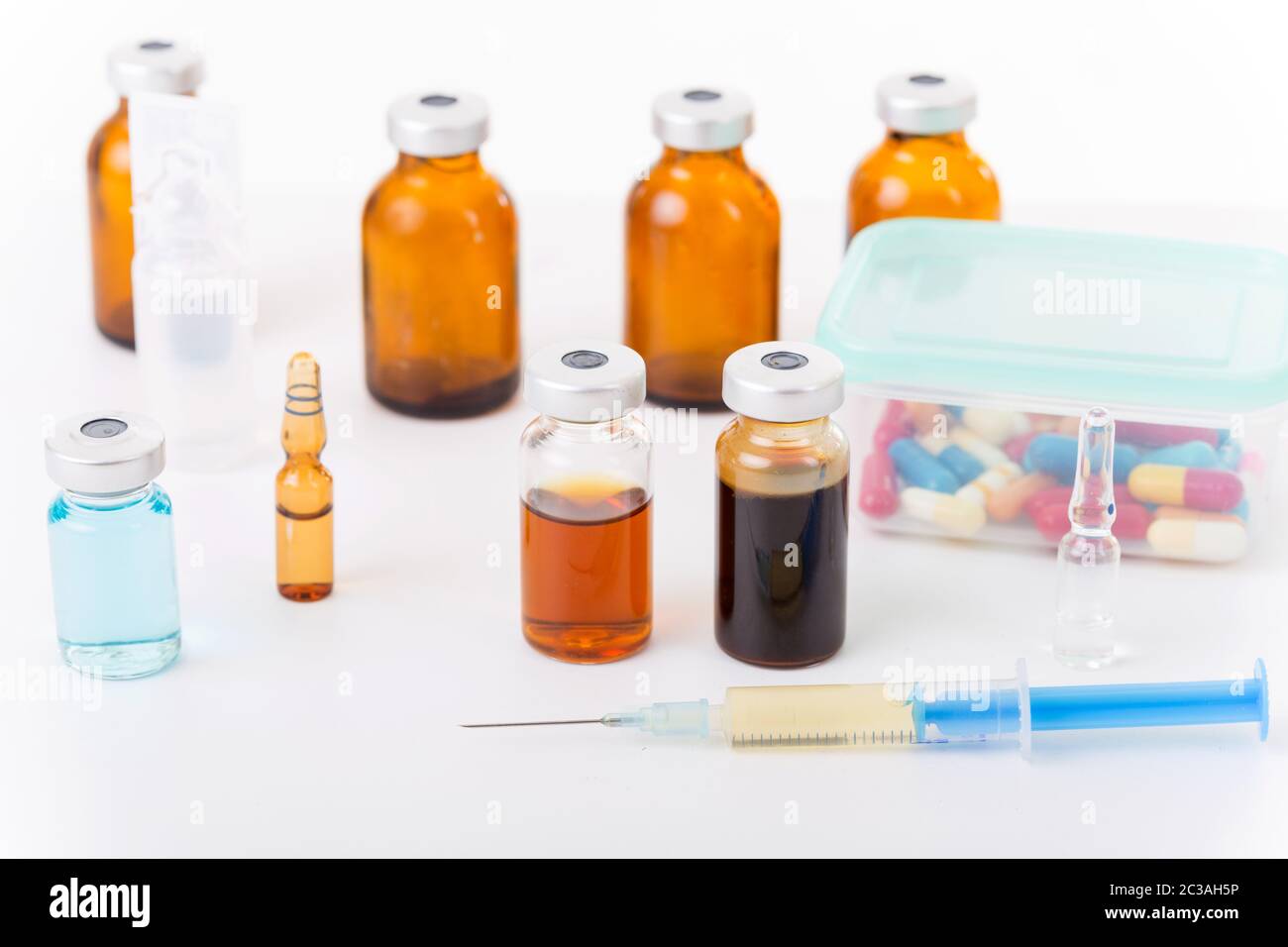 Different types of drugs on white background Stock Photo - Alamy