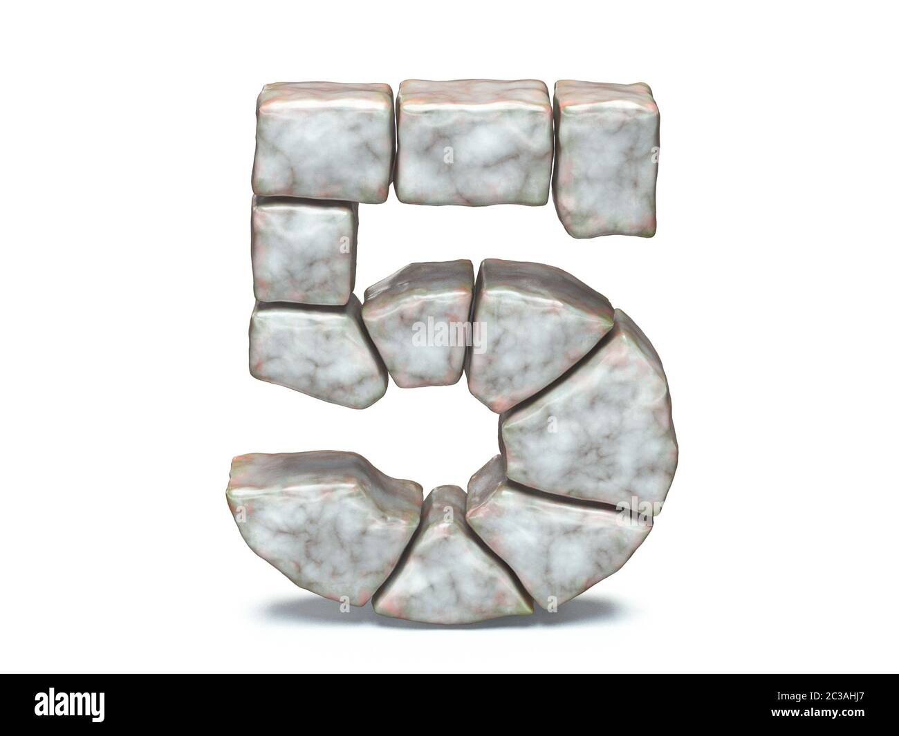 Rock masonry font Number 5 FIVE 3D render illustration isolated on ...