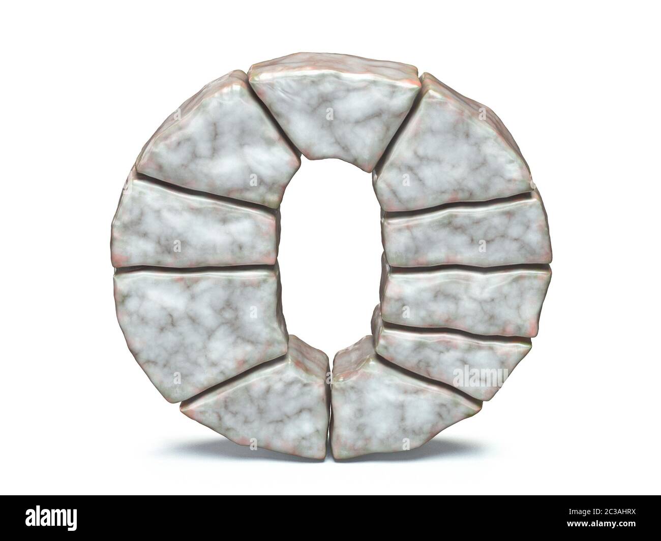 Rock masonry font letter O 3D render illustration isolated on white ...