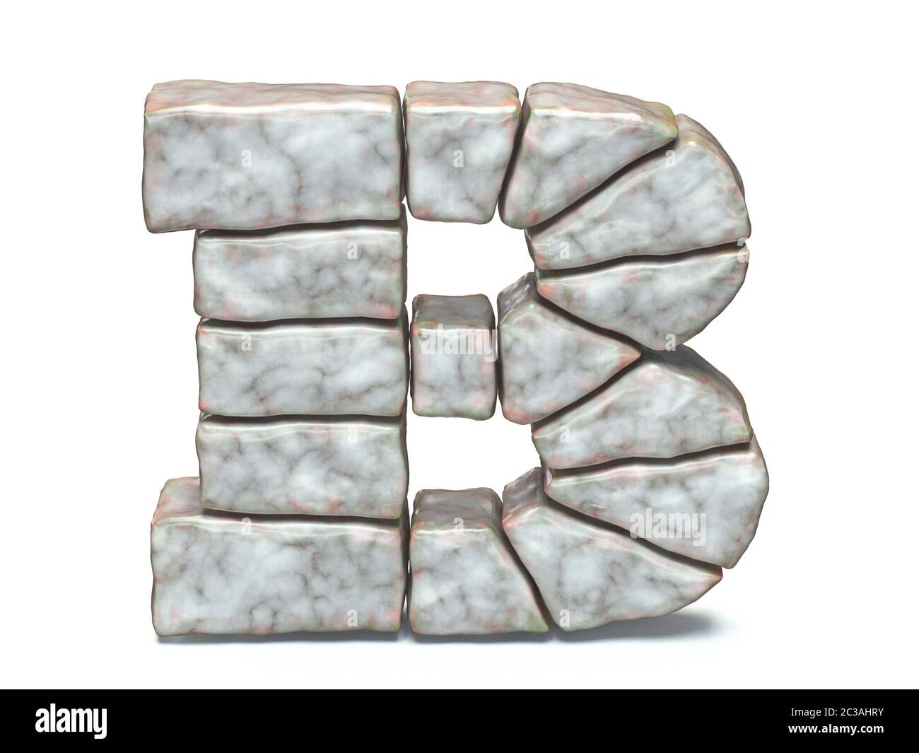 Rock masonry font letter B 3D render illustration isolated on white ...