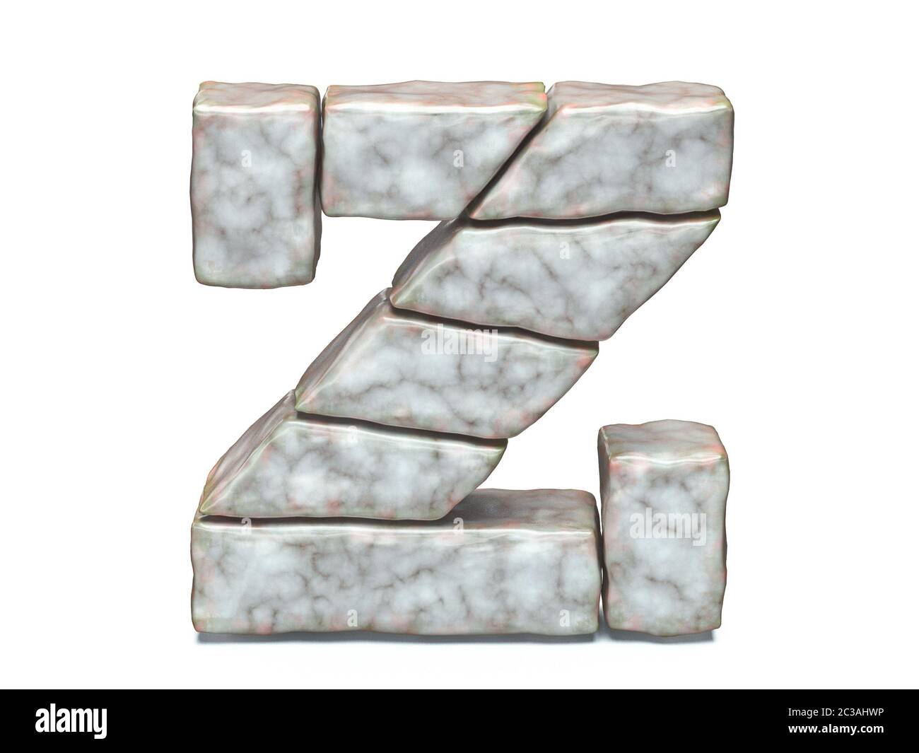 Rock masonry font letter Z 3D render illustration isolated on white ...