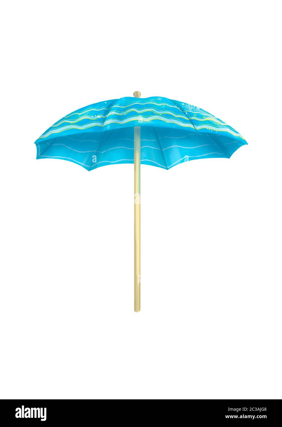 Blue Umbrella, isolated on white background, Hand drawn illustration ...