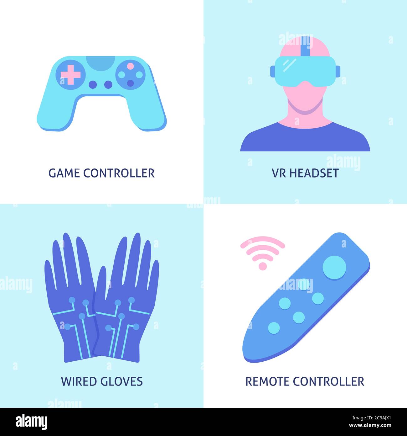 Virtual reality icon set in flat style. Modern technology symbols ...