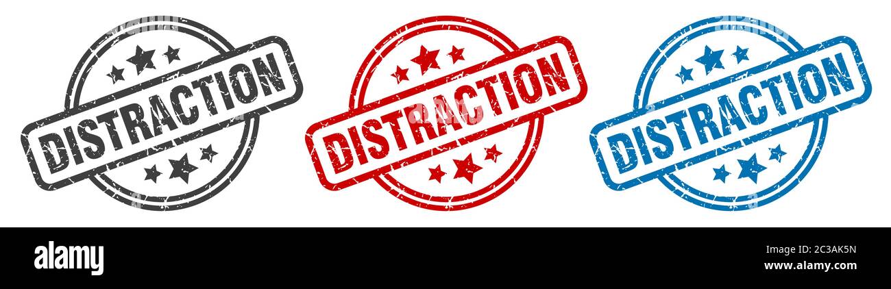 distraction stamp. distraction round isolated sign. distraction label ...