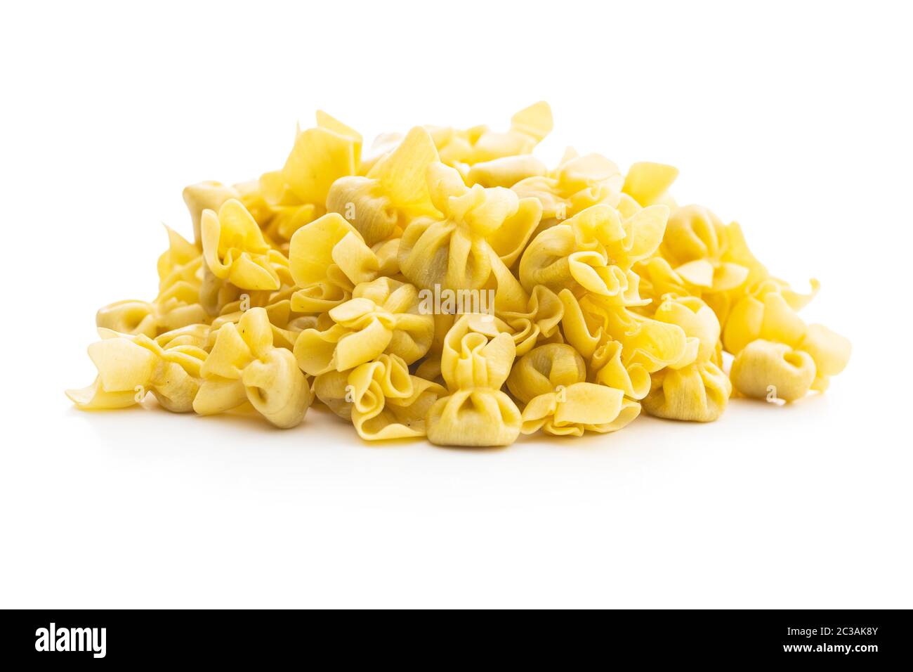 Italian stuffed pasta. Sacchettini pasta isolated on white background ...