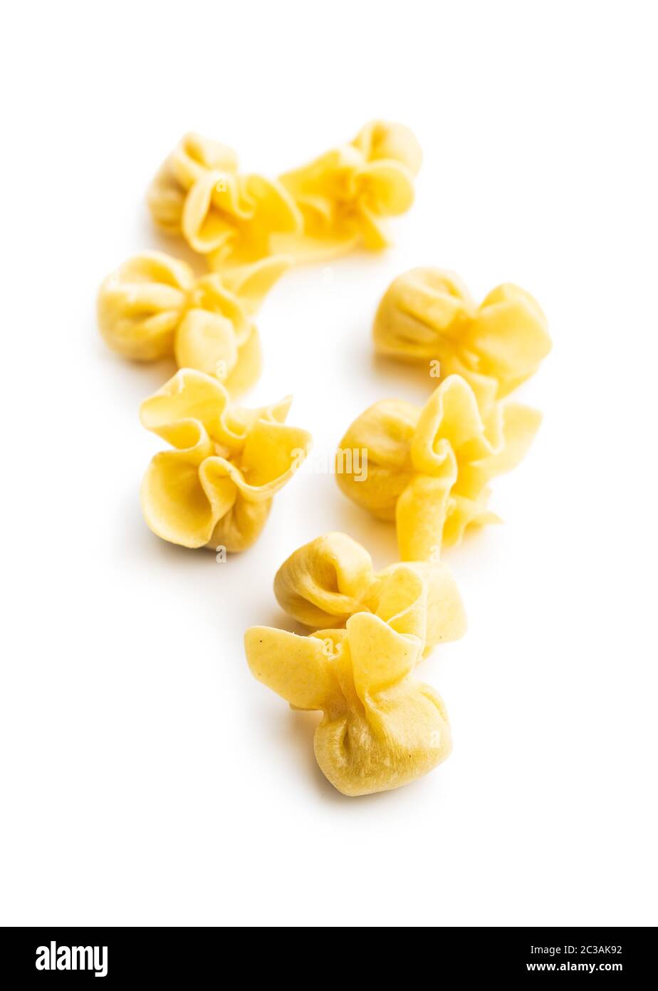 Italian stuffed pasta. Sacchettini pasta isolated on white background ...