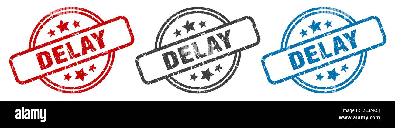 delay stamp. delay round isolated sign. delay label set Stock Vector ...