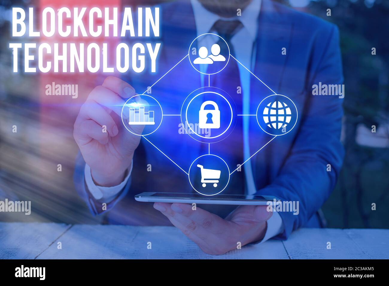 Conceptual hand writing showing Blockchain Technology. Concept meaning ...