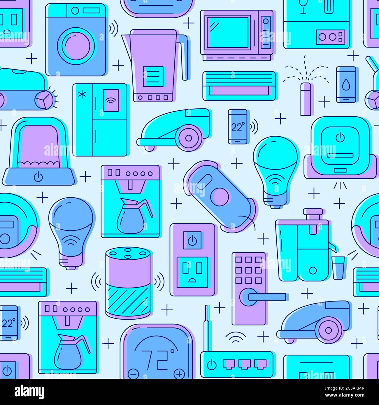 Smart home seamless pattern with automated things. Repeating wallpaper ...