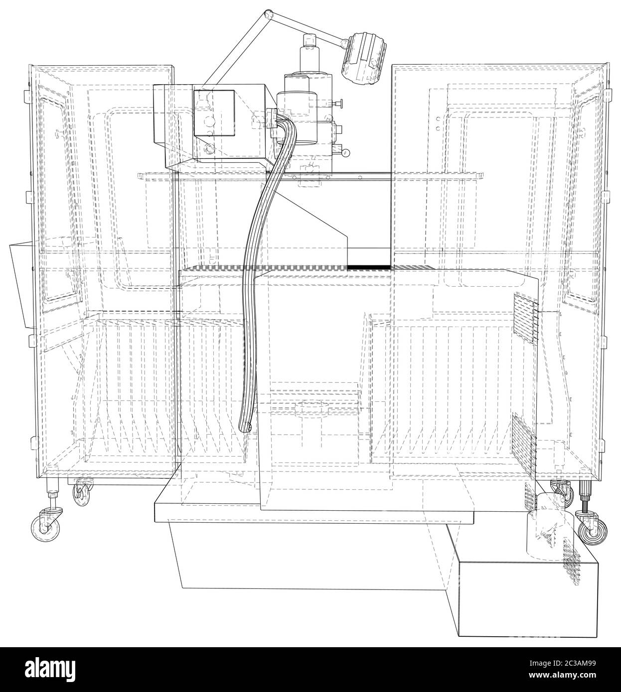Vector Wire-frame Milling machine. The layers of visible and invisible ...