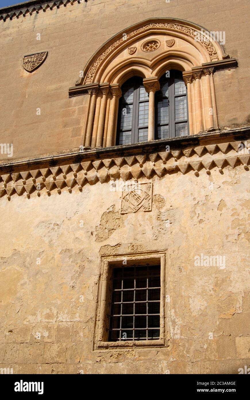 Medieval gothic window of an ancient house in the island of Malta Stock ...