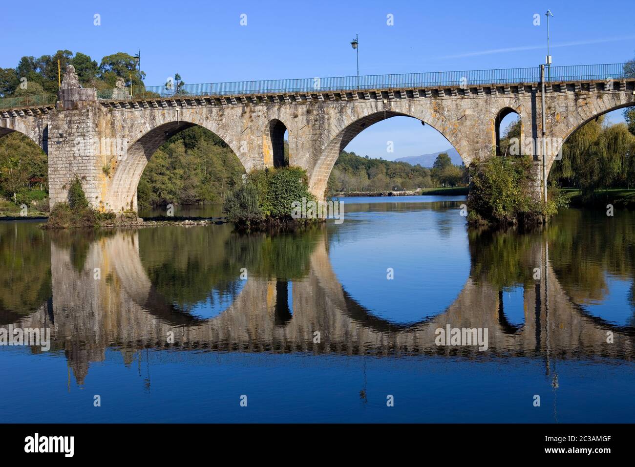 ancient roman bridge of Ponte da Barca in the north of portugal Stock ...