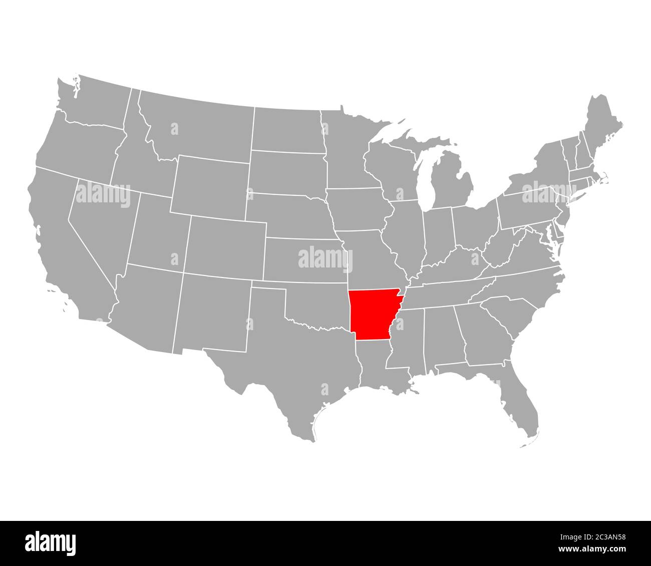 Map of Arkansas in USA Stock Photo - Alamy