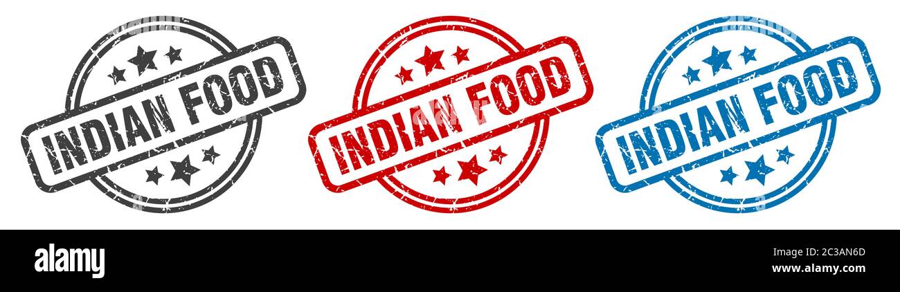 indian food stamp. indian food round isolated sign. indian food label ...