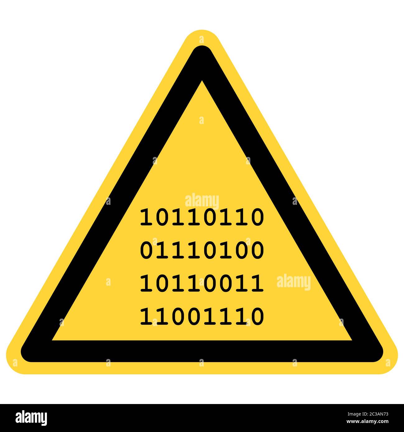 Binary code and danger sign Stock Photo - Alamy