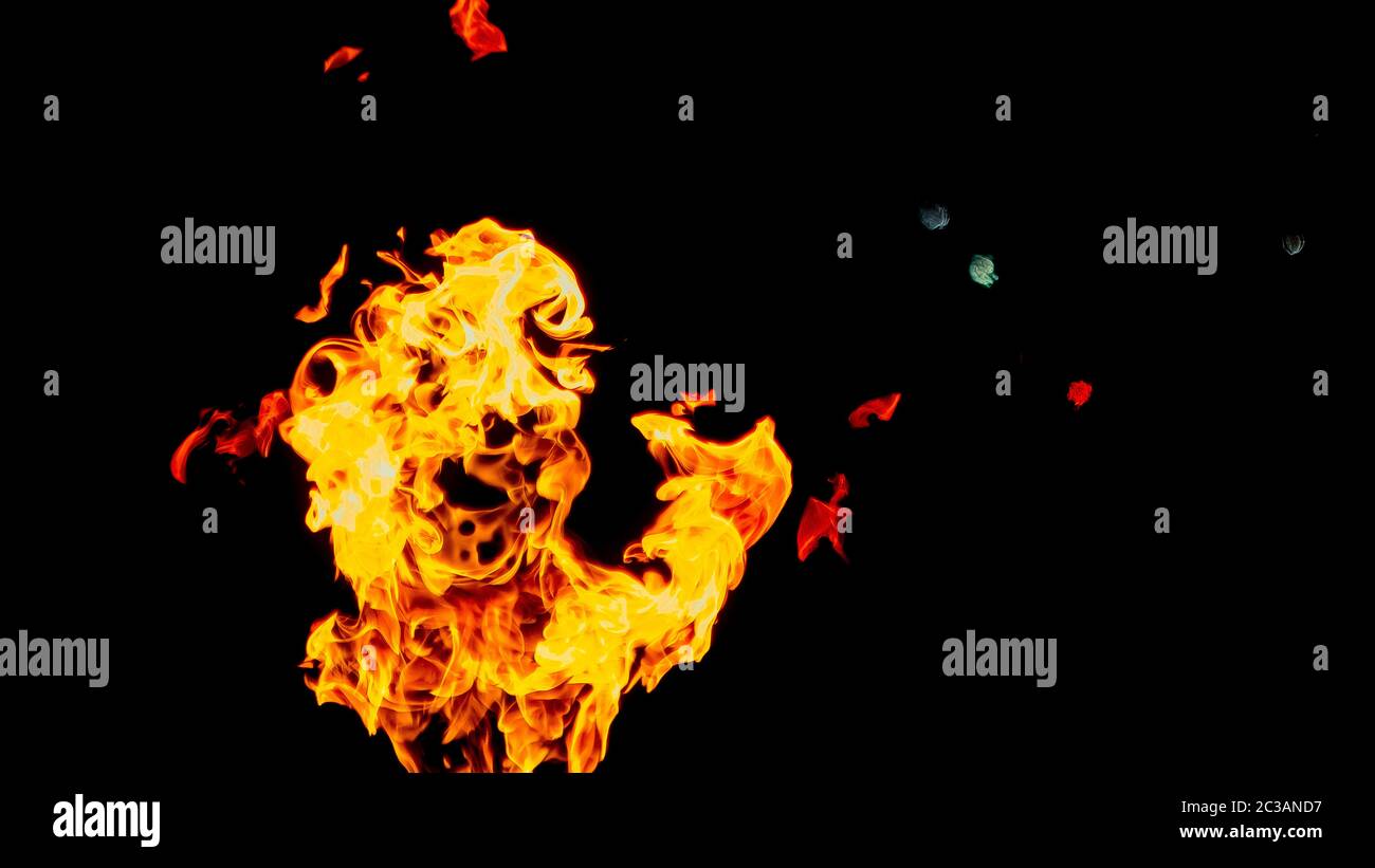 Ghost in the form of fire. Fire flames on black background. fire on ...
