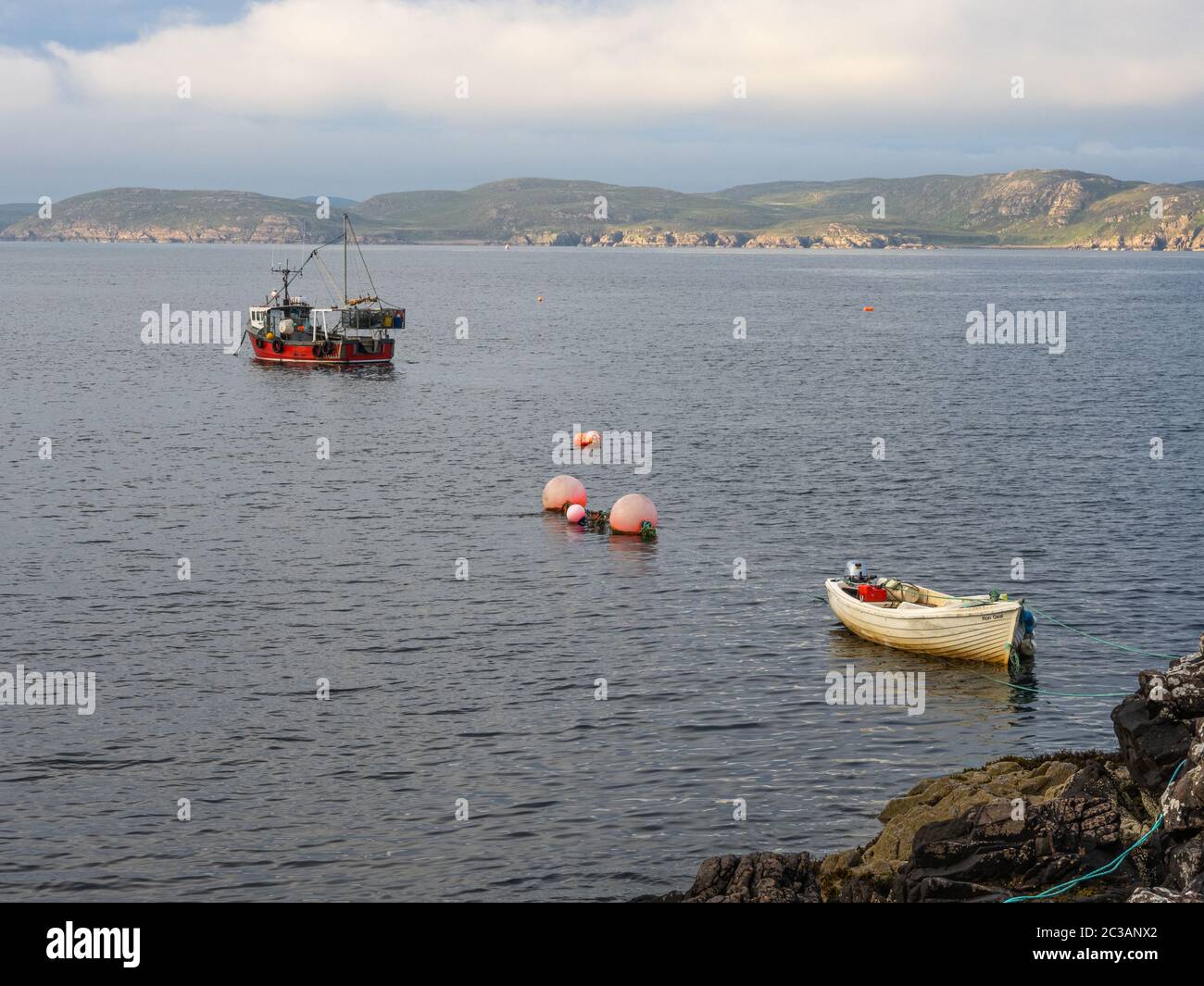 The fishing village of Cove on the B8057 overlooking Loch Ewe in Wester ...