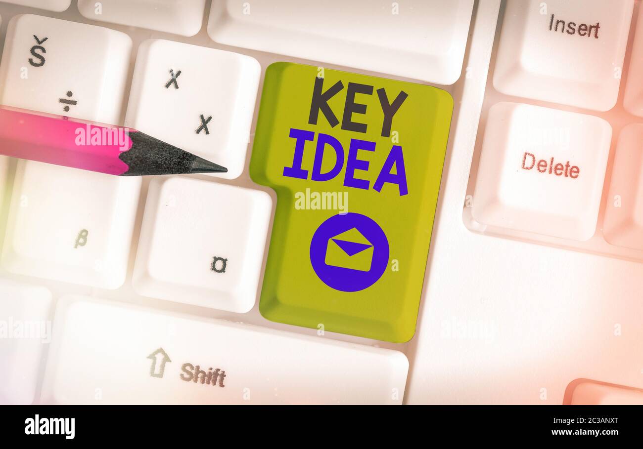 Conceptual hand writing showing Key Idea. Concept meaning the central ...