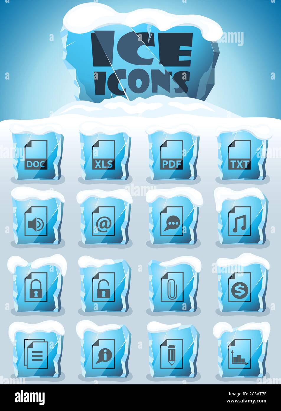 document vector icons frozen in transparent blocks of ice Stock Photo ...