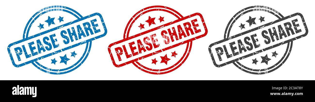 please share stamp. please share round isolated sign. please share label set Stock Vector Image ...