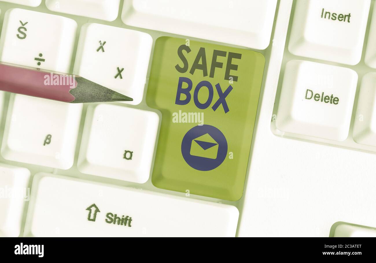 Conceptual hand writing showing Safe Box. Concept meaning a metal ...