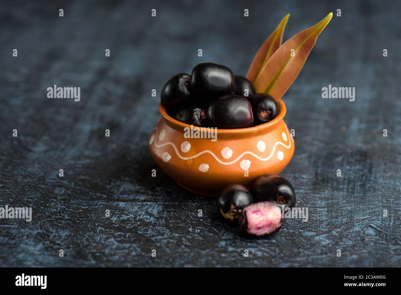 Jambolan plum or jambul or Jamun fruit, Java plum (Syzygium cumini ...