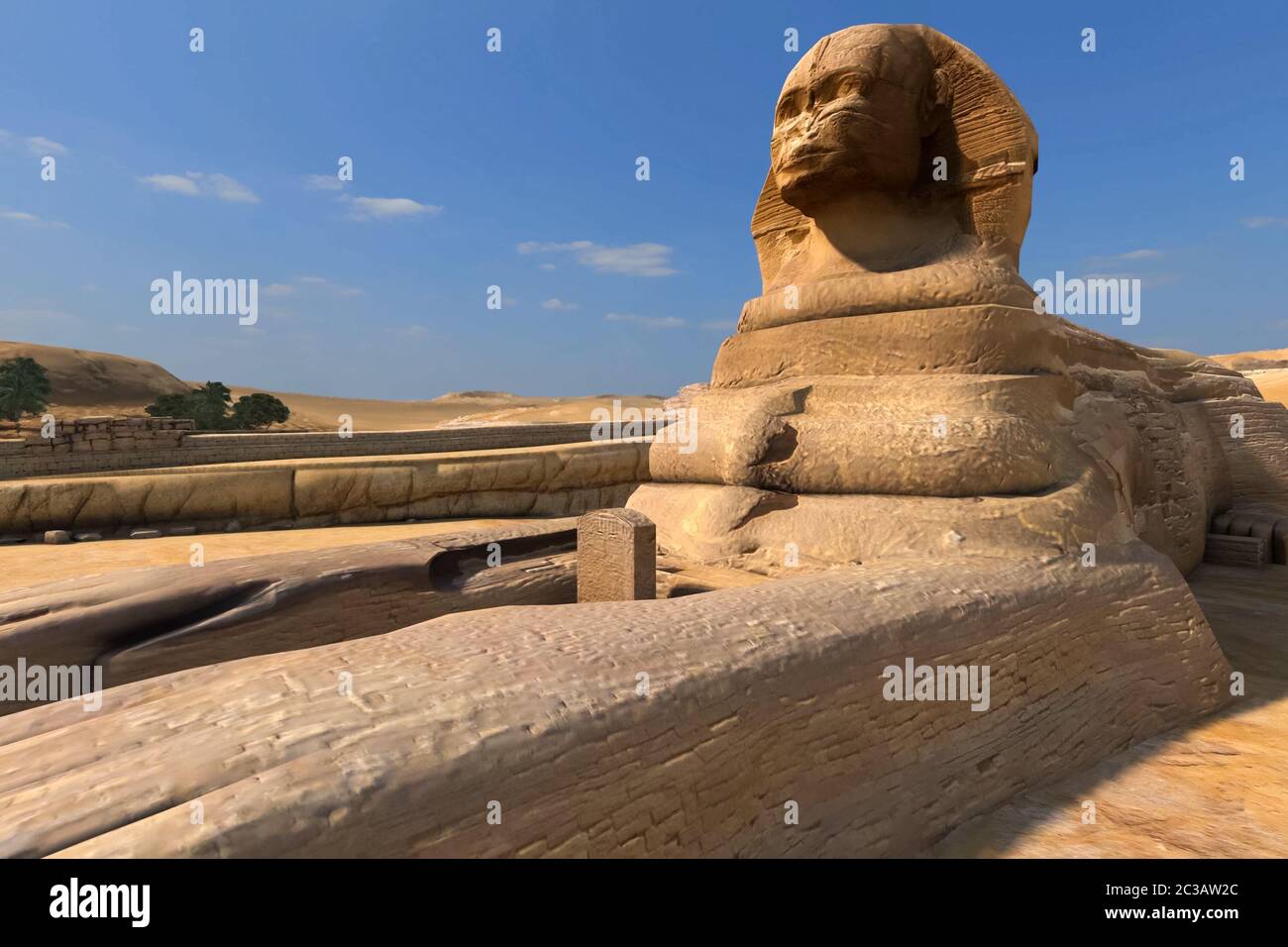 The Great Sphinx and the Egyptian Pyramids. Computer graphics models ...