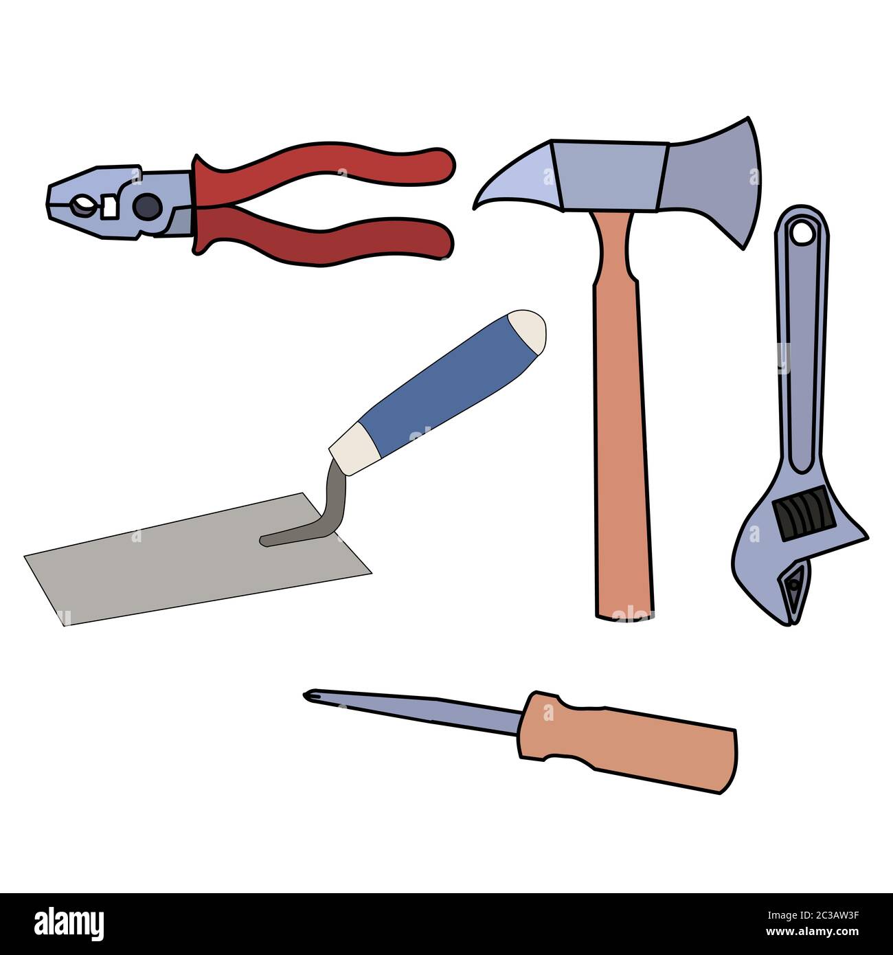 white background, construction tool set, collection Stock Vector Image ...