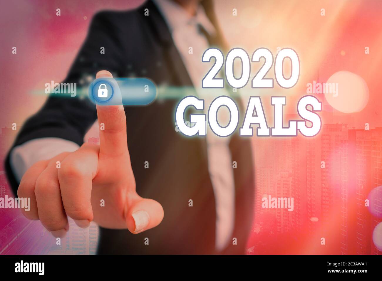 Conceptual hand writing showing 2020 Goals. Concept meaning a targeted ...